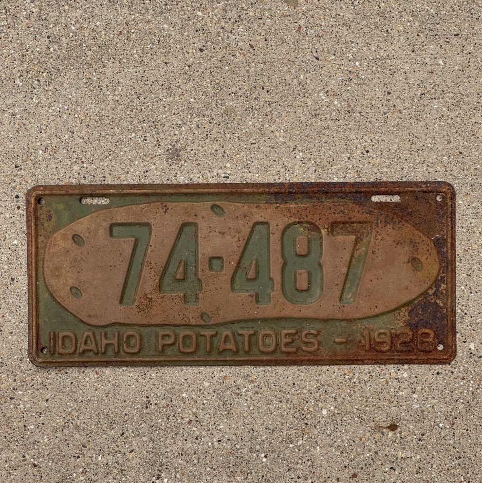 1928 Idaho License Plate Iconic Potato Graphic Spud Auto Garage Decor ...