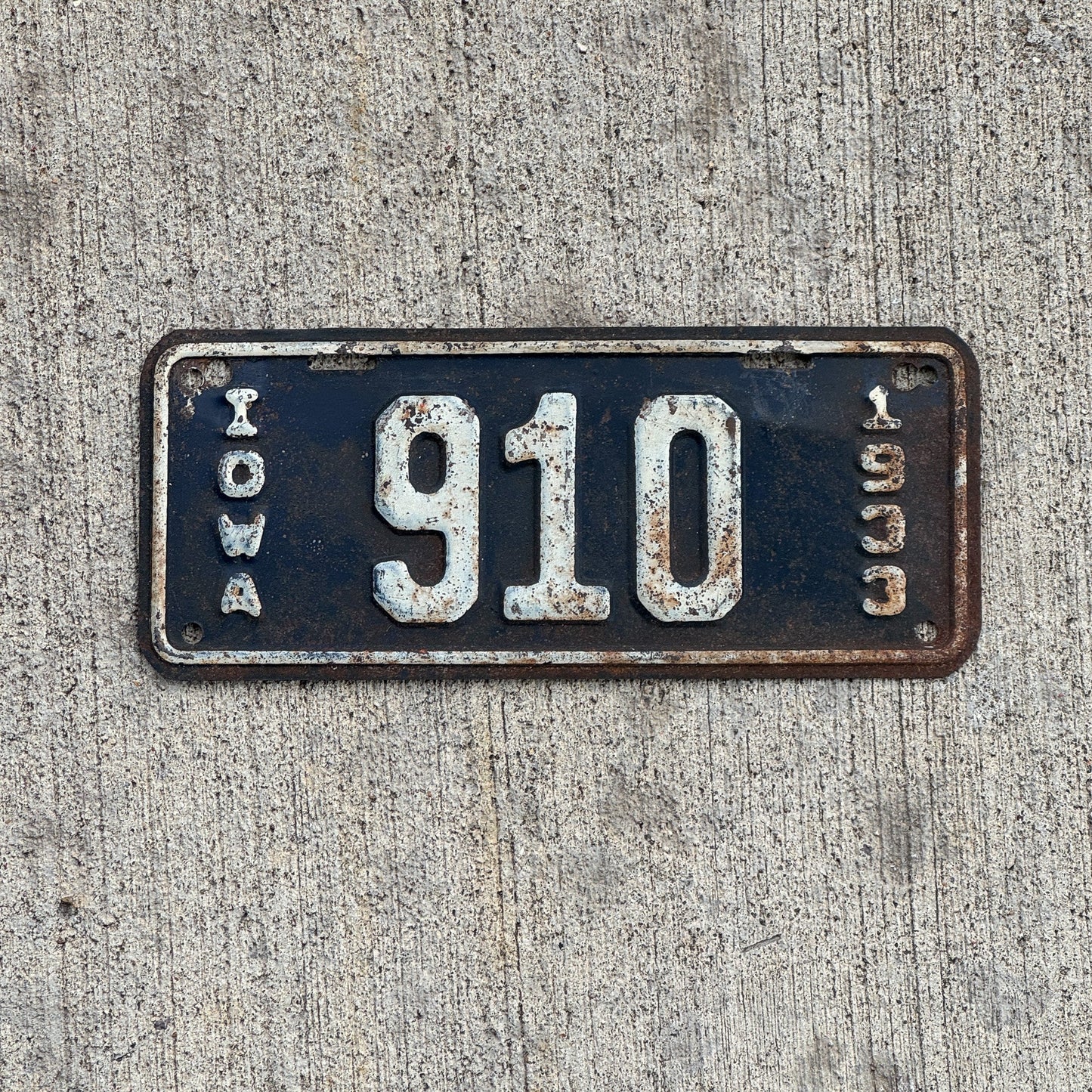 1933 Iowa Motorcycle License Plate Auto Tag ALPCA Archive Example Low ...