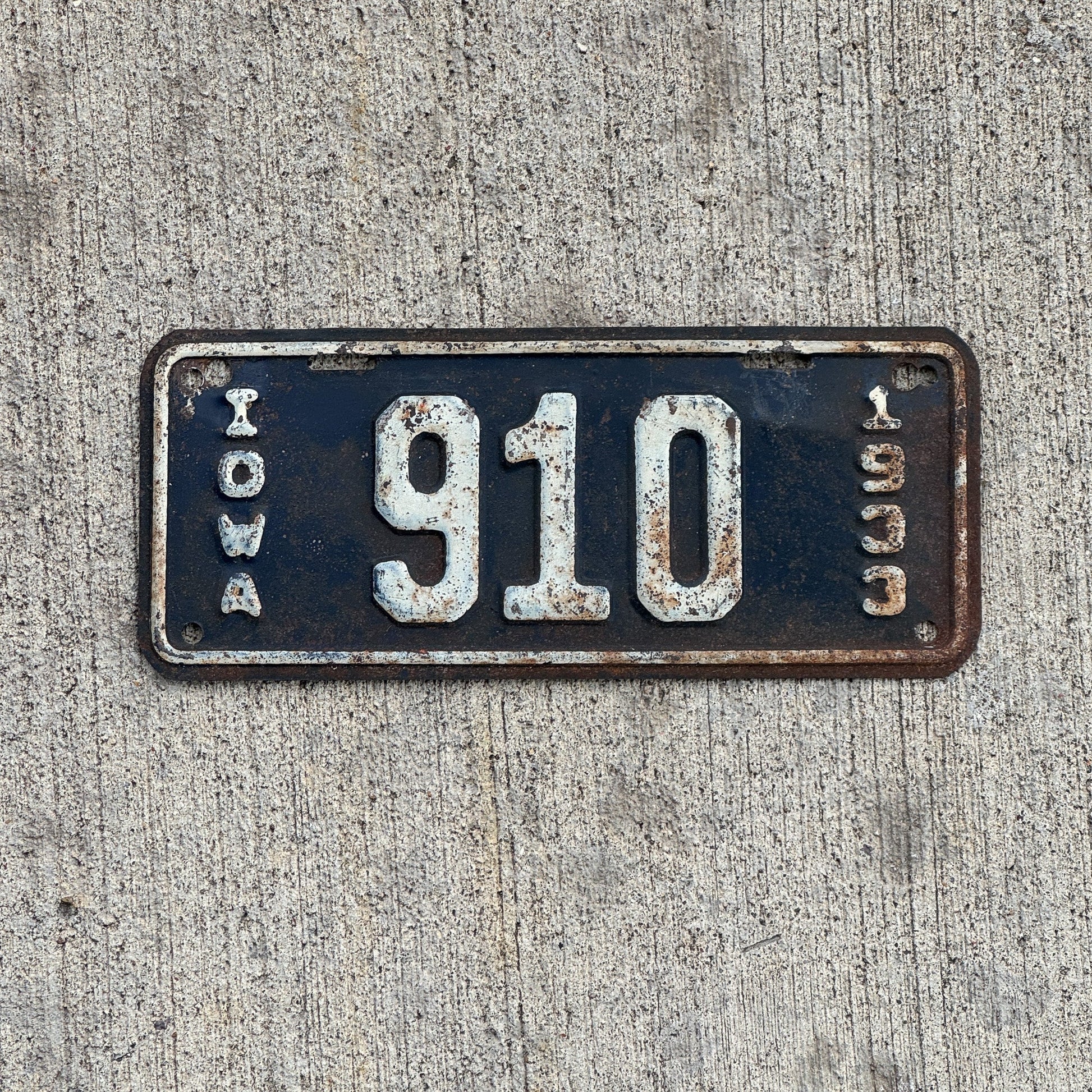 1933 Iowa Motorcycle License Plate Auto Tag ALPCA Archive Example Low ...