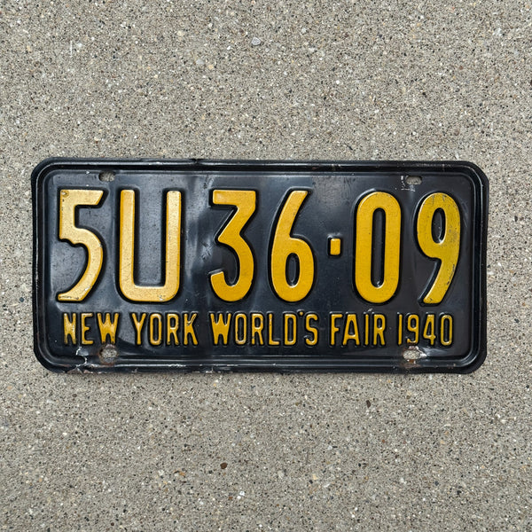1940 New York License Plate Auto Tag World's Fair 5U 3609 – License ...