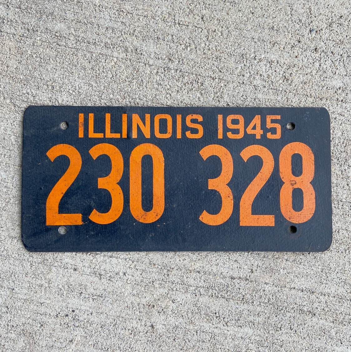 1945 Illinois Fiberboard License Plate Auto Tag 2 Vintage Garage WWII ...