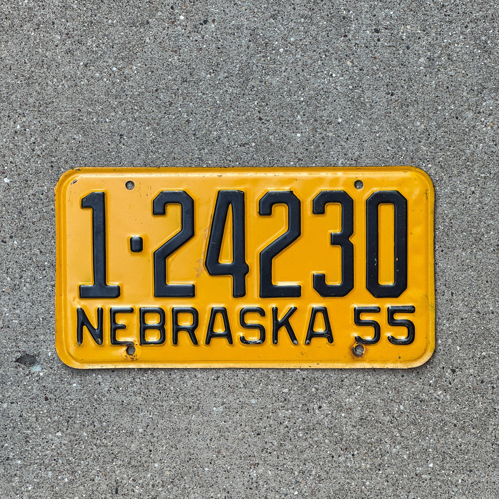 1955 Nebraska License Plate Auto Tag 1 24230 – License Plate Collecting.com