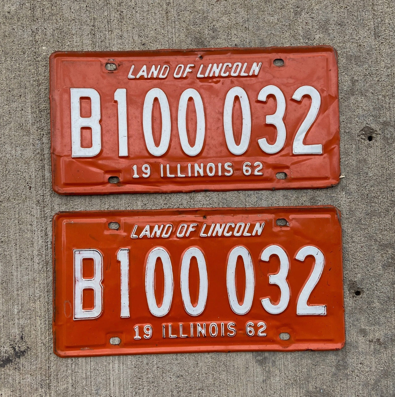 1962 Illinois Truck License Plate Pair Auto Tag 000 Repeat Repeating B ...