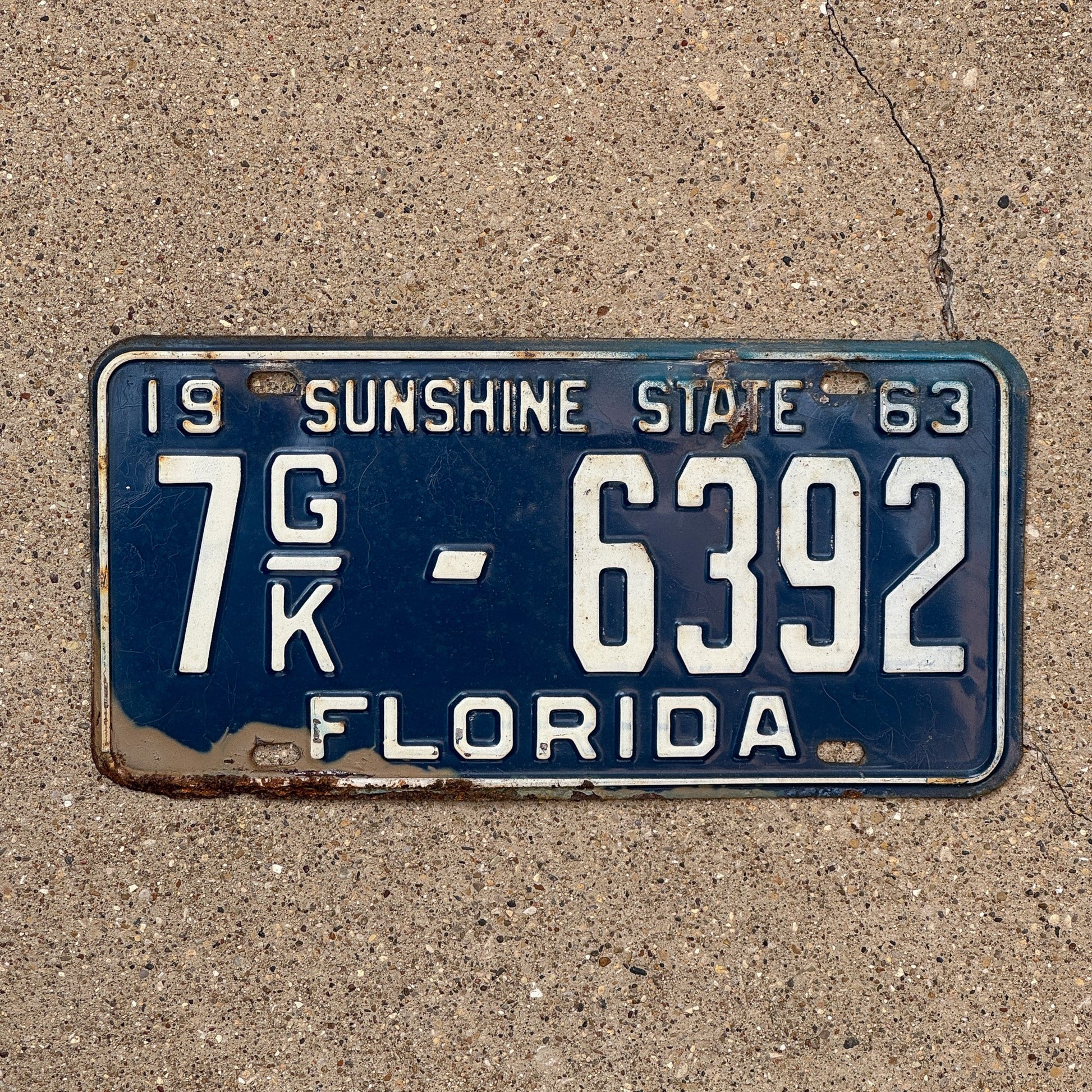 1963 Florida Commercial License Plate Auto Tag Orange County 7 GK 6392 ...