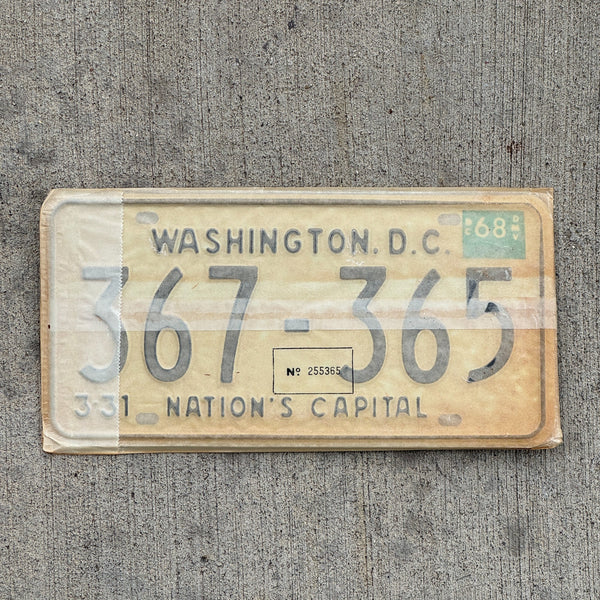 1967 1968 Washington DC License Plate Pair Auto Tag with Envelope 367 ...