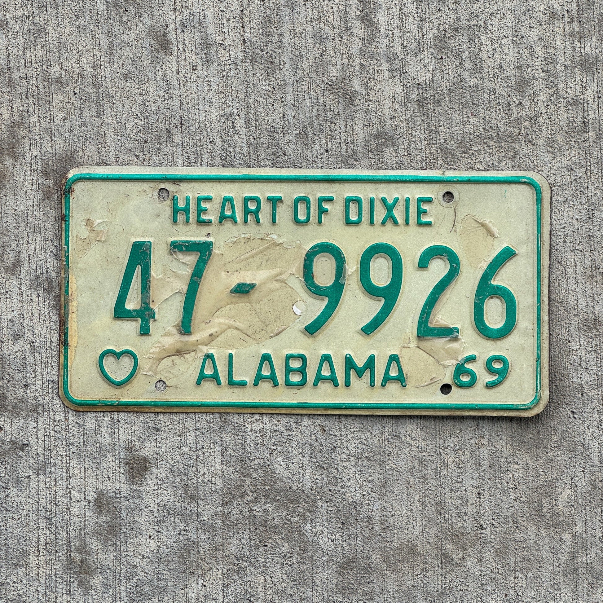 1969 Alabama License Plate Auto Tag Heart of Dixie 47 9926 – License ...