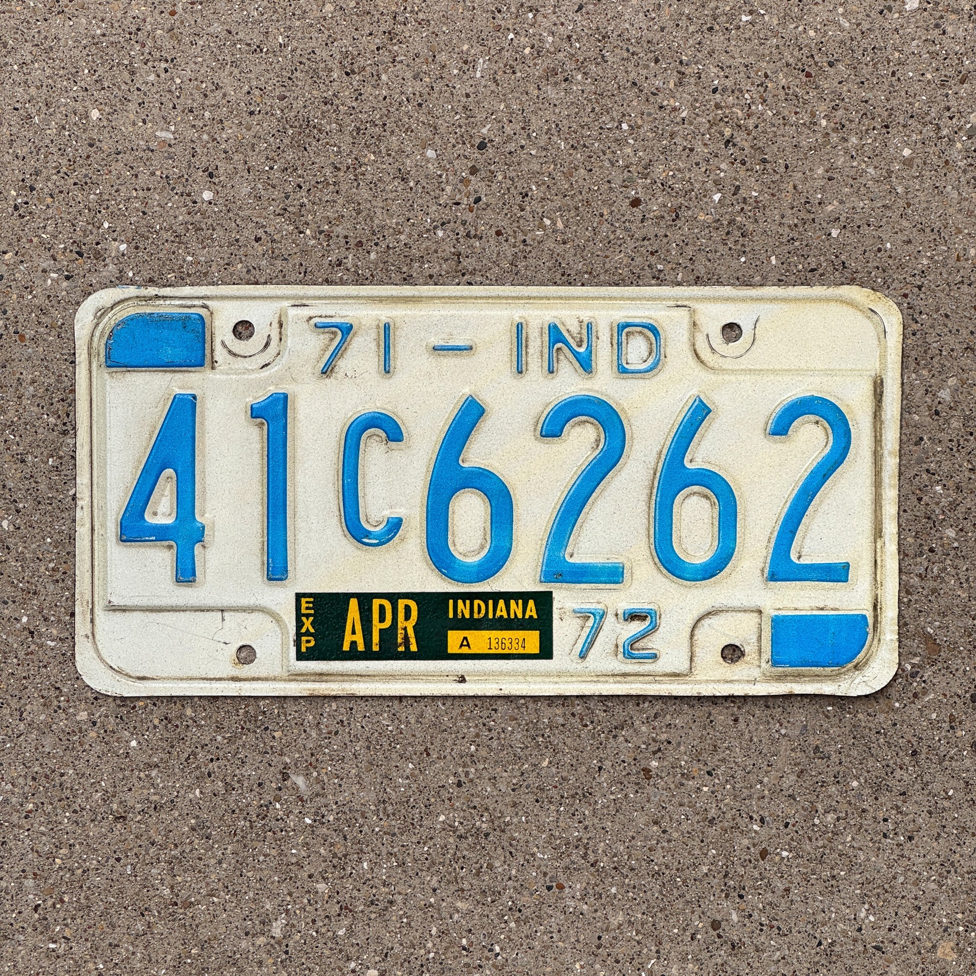 1971 1972 Indiana License Plate Auto Tag 41 C 6262 – License Plate ...