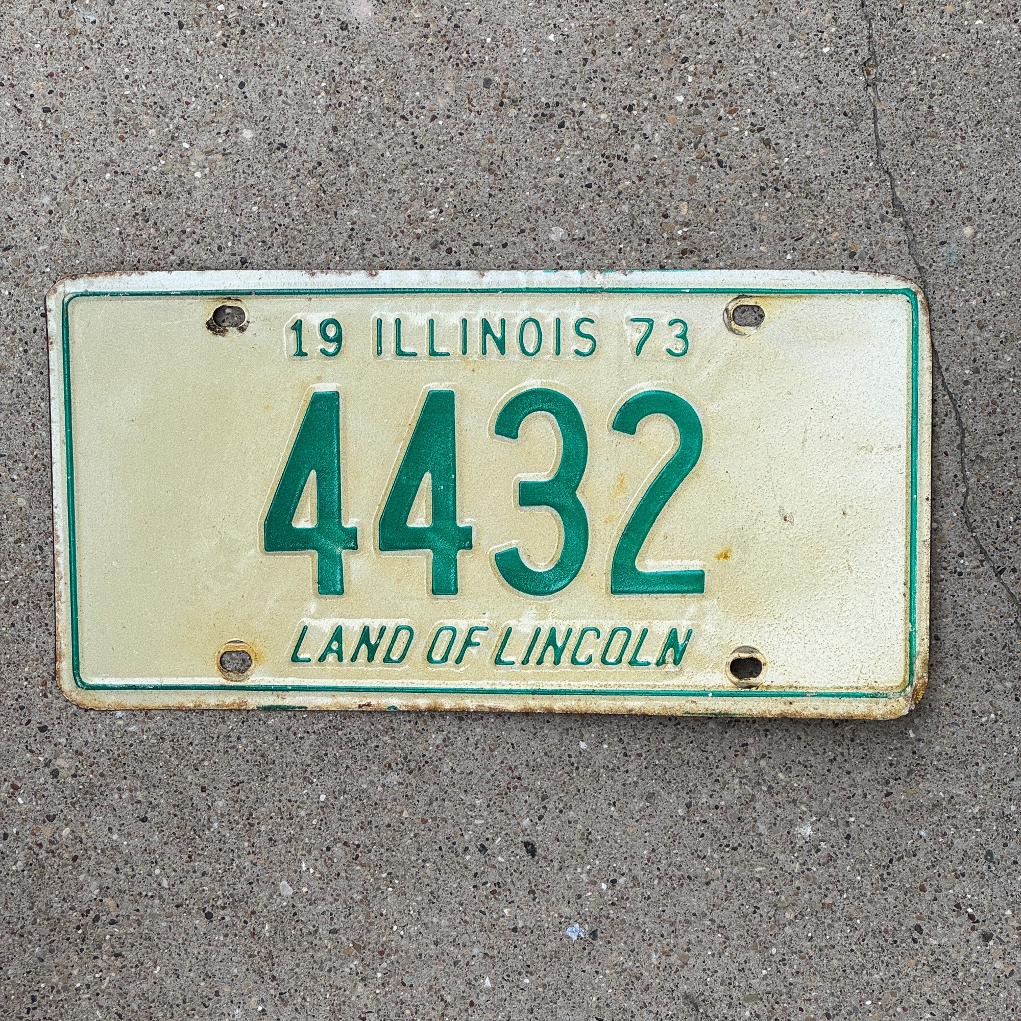 1973 Illinois License Plate Auto Tag Low Number Four Digit 4432 ...