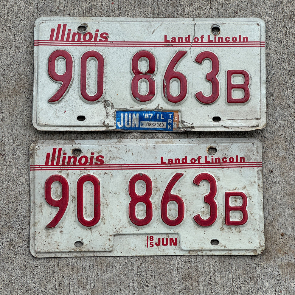 1985 1987 Illinois Truck License Plate Pair Auto Tag 90 863 B – License ...