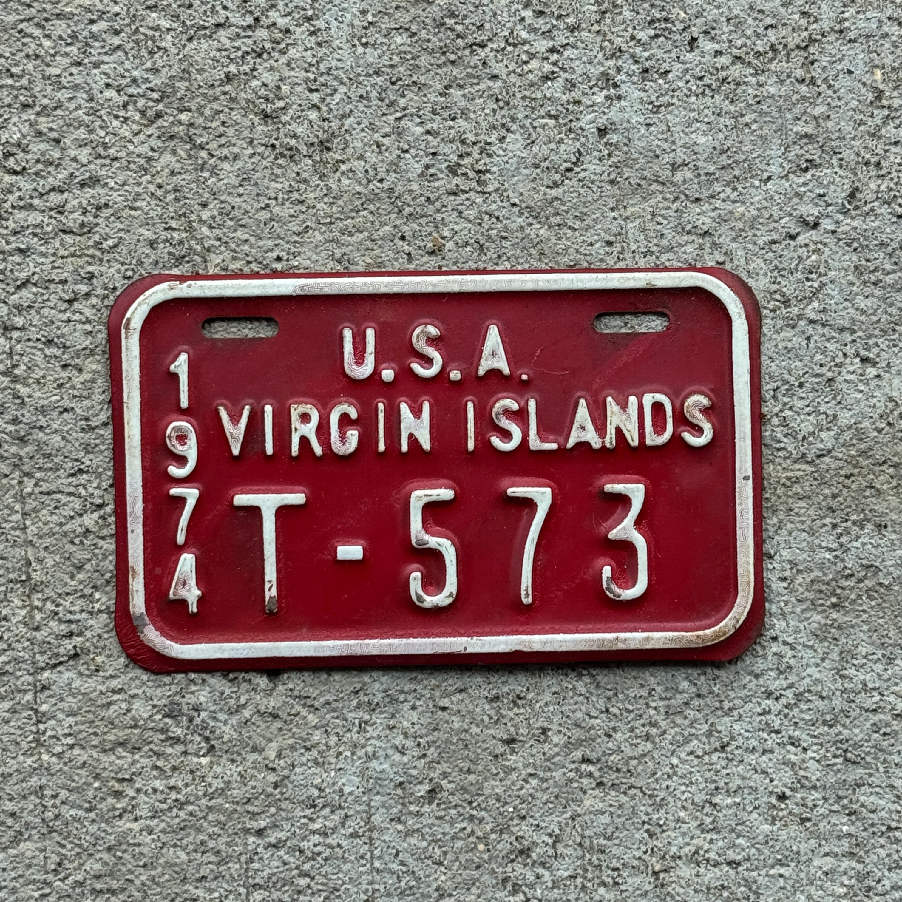1974 Virgin Islands License Plate Auto Tag Garage Decor Vintage T 573 ...